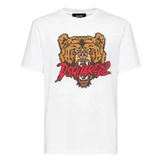 Dsquared2 T-Shirt aus Baumwolle mit Grafikprint - - Tops - Herren - Wei&szlig; - M