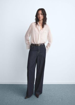 Mango Jean large taille normale bleu - Femme - 34 - MANGO