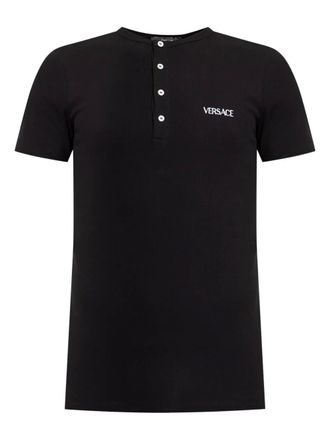 Versace t-shirt à logo brodé - Noir