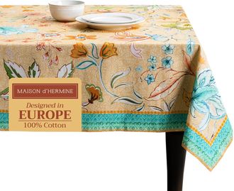 Maison d'Hermine Tablecloths, 100% Cotton, 140cm x 180cm Decorative Square Easter Tablecloth, Washable Tablecloth for Holiday Dinner, Wedding, Baby Shower, Luxury Loft