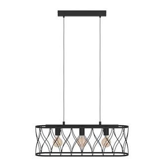 Eglo Pendelleuchte Giltspur, 3 flammige H&auml;ngelampe, H&auml;ngeleuchte aus Metall in Schwarz, Esstischlampe, Wohnzimmerlampe h&auml;ngend mit E27 Fassung