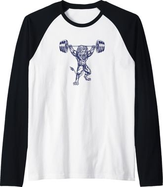 Seembo Lion Gewichtheberhanteln Fitness Tier Gym Workout Raglan