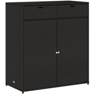 vidaXL Armoire de rangement de jardin noir 105x55x113cm r&eacute;sine tress&eacute;e - Vidaxl