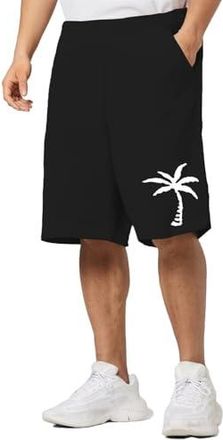 Generic Shorts Hommes Short Lin pour Homme 3/4 Coupe Ample Vintage Pantalon Plage Pantacourt Doux Léger Taille Élastique Confortable Décontracté Voyage Joggin