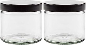 mikken Art Lot de 2 pots en verre de 250 ml avec couvercles à visser et étiquettes