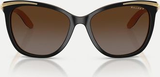 Ralph Lauren Ra5203 Cat-Eye-Sonnenbrille, polarisiert, mit braunen Gl&auml;sern in Schwarz