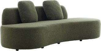 Sweeek Organisches Sofa, 3-Sitzer mit Boucl&eacute;-Bezug, Boucl&eacute;, Khaki