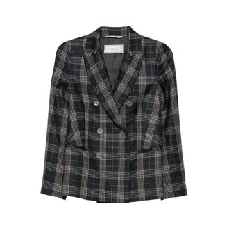 PESERICO Karierter Zweireiher-Blazer - - Jackets - Damen - Grau - L