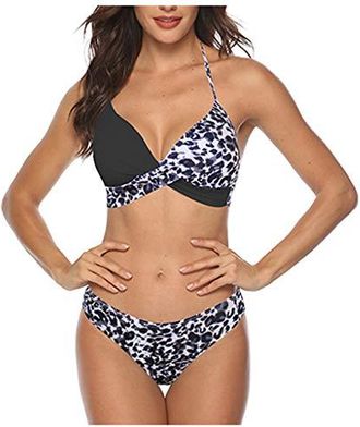 Generic Ensemble bikini pour femme - &Eacute;l&eacute;gant et sexy - Deux pi&egrave;ces - Triangle - Col en V - Push Up - Bikini de plage - Maillot de bain ventre plat - Haut de b