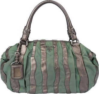 Prada Crossbody Bags - Prada Nylon Leather Stripes Handbag - Gr. unisize - in Grün - für Damen