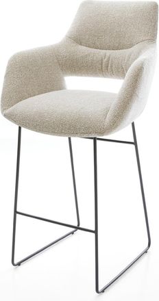 DELIFE Barstuhl Yago-Flex Webstoff Soft Beige Kufengestell Metall Schwarz Taschenfederkern, Barst&uuml;hle