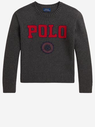 Polo Ralph Lauren Boys Cotton Jumper With Logo Dark Grey Sweater