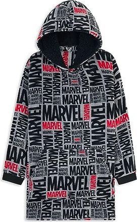 MARVEL Pull Plaid Homme, Sweat Oversize en Polaire (Gris/Noir)