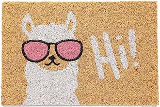 Relaxdays Fußmatte Lama, Kokos, 60 x 40 cm, rutschfest, wetterfest, Fußabstreifer innen & außen, Kokosmatte, Mehrfarbig