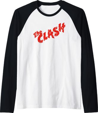The Clash Verkratztes rotes Logo Raglan
