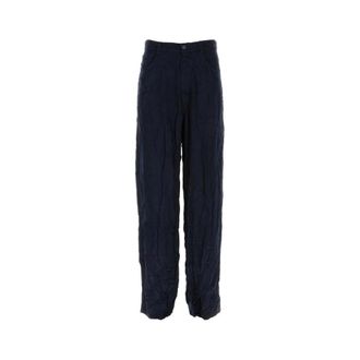 Balenciaga Hose mit Knitter-Optik und weitem Bein - - Trousers - Herren - Blau - M