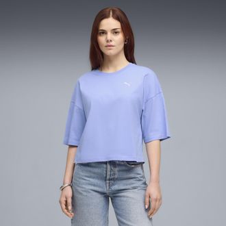 Puma T-shirt court oversize WARDROBE ESS Femme, V&ecirc;tements, Violet, XL