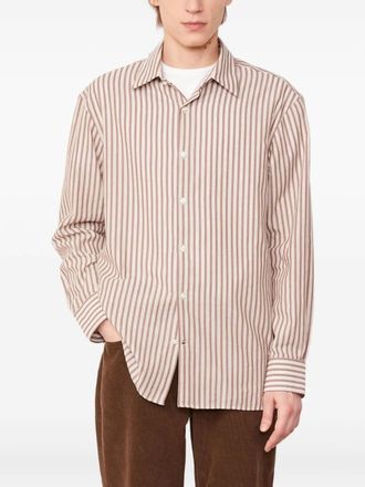 Officine Générale chemise rayée à manches longues - Marron