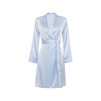 La Perla Femme, V&ecirc;tements de nuit et de d&eacute;tente, Bleu, Taille: 42 FR Short Silk Robe