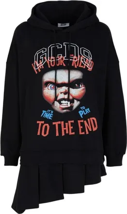 GCDS Gcds, Femme, Robes, Noir, Taille: 34 FR Robe sweat &agrave; capuche Chucky