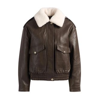 Michael Kors Jacke mit Kunstleder und Shearling-Besatz - - Jackets - Damen - Braun - M