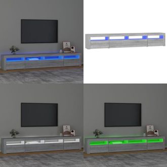 vidaXL TV-Schrank mit LED-Leuchten Grau Sonoma 240x35x40 cm - TV Schrank - Holzwerkstoff Möbel - LED Beleuchtung - Wohnraum Einrichtung - Grauer