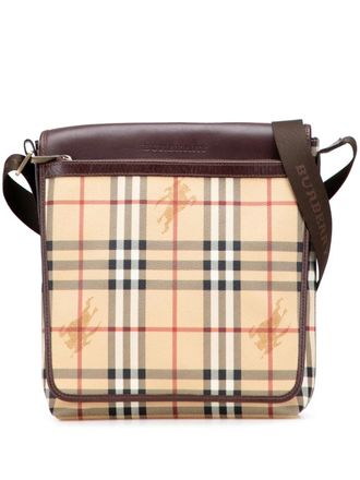 Burberry sac à bandoulière à motif Haymarket Check (2000-2017) - Marron