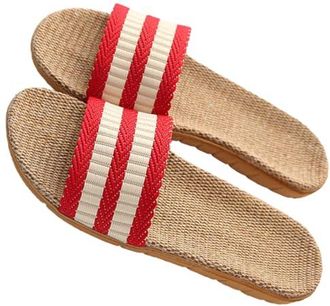 BESPORTBLE HANABASS Pantoufles DInt&eacute;rieur pour Femmes &agrave; Bout Ouvert Semelle &Eacute;paisse et Souple en EVA Antid&eacute;rapante Couleur Rouge Taille 35-36 Absorbeur de Sueur 