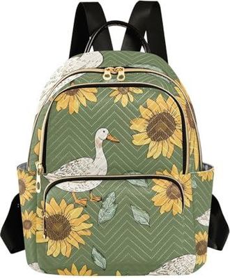 Mnsruu Mini sac à dos pour femme, motif canard, tournesol, ferme, vert, petit sac à dos tendance pour femme, sac à dos décontracté, Multi217, M