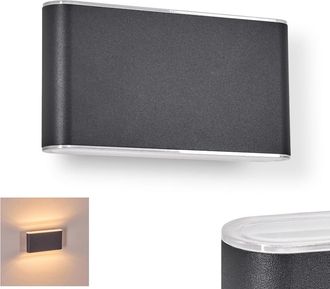 HOFSTEIN LED Außenwandleuchte Paranhas, Außenwandlampe aus Metall/Kunststoff in Anthrazit/Weiß, Wandleuchte im modernen Design für Garten, Außenfassade, Terras