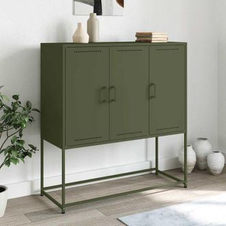 vidaXL Buffet haut vert olive 100,5x39x107 cm acier Vidaxl