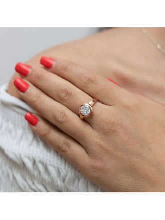Zeeme Basic Ring Silber 925 ros&eacute;-vergoldet mit wei&szlig;e Zirkonia-Stein 8mm