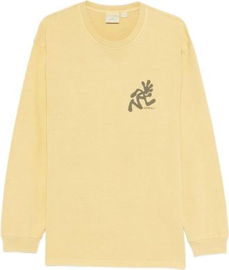 Gramicci Homme, Sweatshirts et sweats &agrave; capuche, Jaune, Taille: M Running Man L/S Tee Pigment Dyed