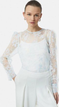 Comma Langarmbluse Bluse Transparente Organza-Bluse mit floralem Muster