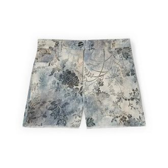 Motivi Femme, Shorts, Bleu, Taille: W32 Short en serg&eacute; de coton avec imprim&eacute;