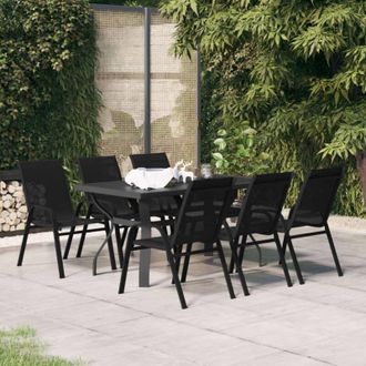 vidaXL Ensemble de salle &agrave; manger de jardin 7 pcs Noir