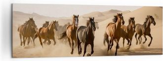 Arttor Panorama Bilder auf Leinwand 160x50cm Leinwandbild Pferde Wüste Dünen Groß XXL Wanddeko Bild Schlafzimmer Küche Wandbilder Dekoration Wohnzimmer Wall 