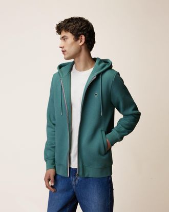 Faguo Sweat zipp&eacute; bleu canard