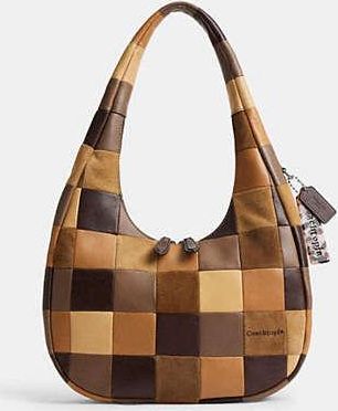 Coach Alter/Ego Schultertasche In Halbmondform Aus Upcrafted-Wildleder Im Schachbrettmuster