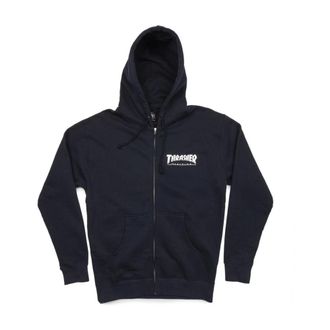 Thrasher Hoodie mit Rei&szlig;verschluss in Marineblau/Wei&szlig; - - Sweatshirts & Hoodies - Herren - Blau - M