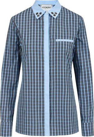 Iceberg Femme, Blouses et Chemises, Bleu, Taille: 38 FR Comfort Fit Poplin Shirt