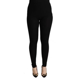 Dolce & Gabbana Luxuri&ouml;se Schwarze Kaschmir-Strumpfhose mit hoher Taille - - Trousers - Damen - Schwarzk - 2XS