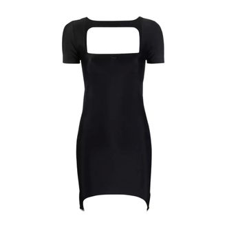 Courr&egrave;ges Femme, Robes, Noir, Taille: 38 FR Mini Robe Noire &agrave; Encolure Carr&eacute;e