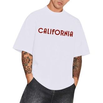 Generico T-shirt d&eacute;t&eacute; pour homme &agrave; th&egrave;me r&eacute;tro avec imprim&eacute; de lettres, pour homme, grande taille, d&eacute;contract&eacute;, streetwear, blanc, XXXL