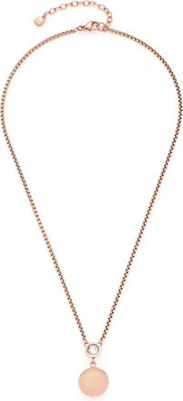 Leonardo Halskette Delicato - Venezianer-Kette aus rosegoldfarbenem Edelstahl - Anhänger mit grafischer Struktur und rundem Glaskristall - 42-47 cm Länge - Dam