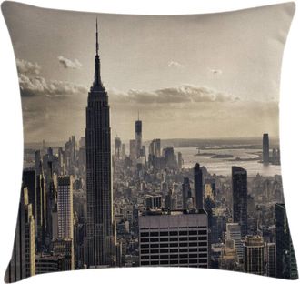 Abakuhaus Vereinigte Staaten Kissenbezug, NYC Winterzeit, Waschbar mit Reißverschluss Kissenhülle mit Farbfesten Klaren Farben Beidseitiger Druck, 45 x 45 cm, B