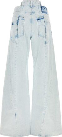 Maison Margiela Womens Denim Wide-Leg Jeans Bleachedindigoblue Exterior: Cotton