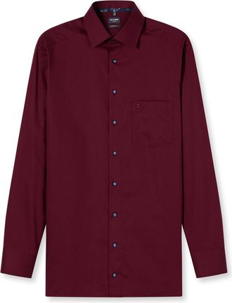 Olymp Herren Oberhemd Langarm 123584,Twill,Modern Fit 20,New Kent,dunkelrot 39,39