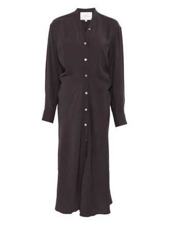 STUDIO NICHOLSON robe-chemise Fiore &agrave; coupe mi-longue - Marron