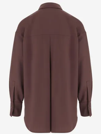 Ql2 Quelledue Womens Wool-Blend Shirt Gladys Burgundy Virgin Wool